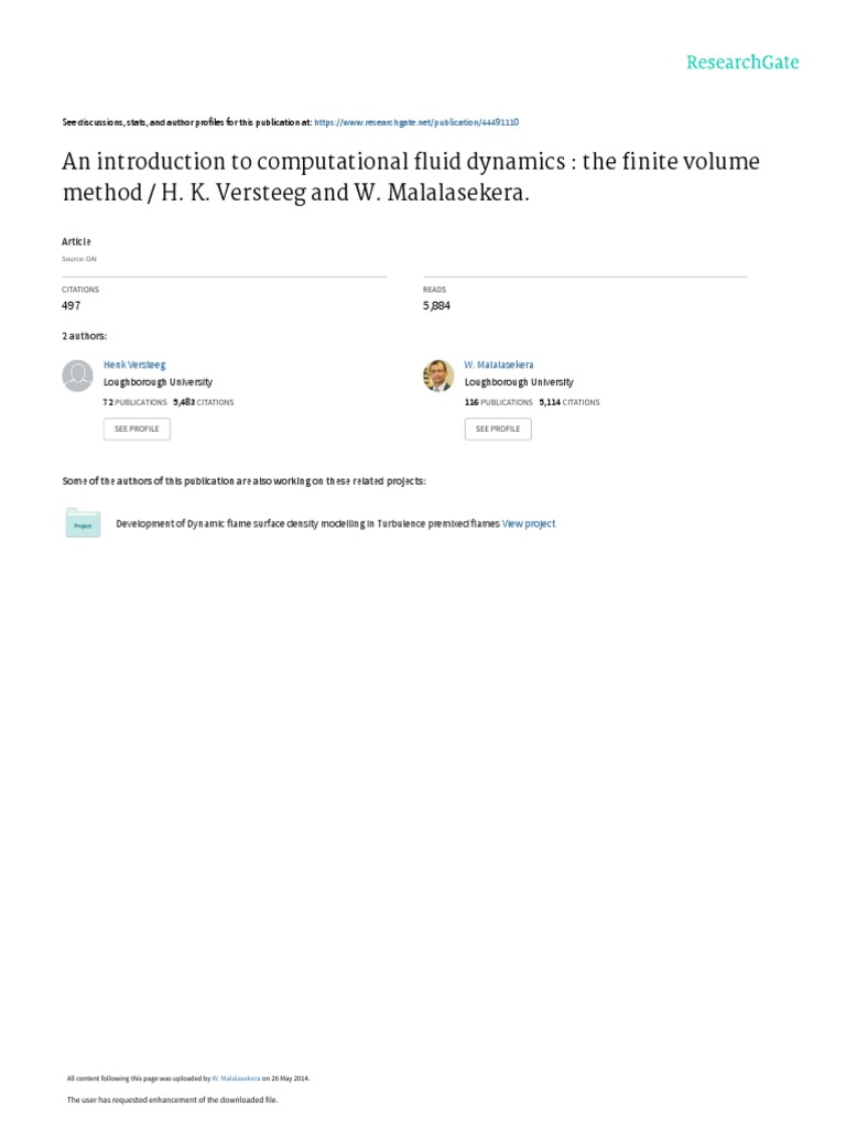 An Introduction To Computational Uid Dynamics The Finite Volume Method H K Versteeg And W