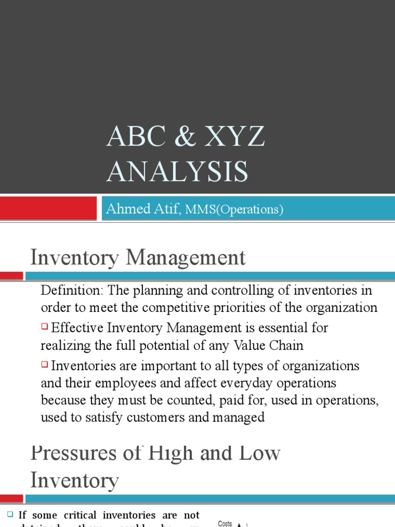 ABC & Xyz Analysis | PDF | Business | Inventory