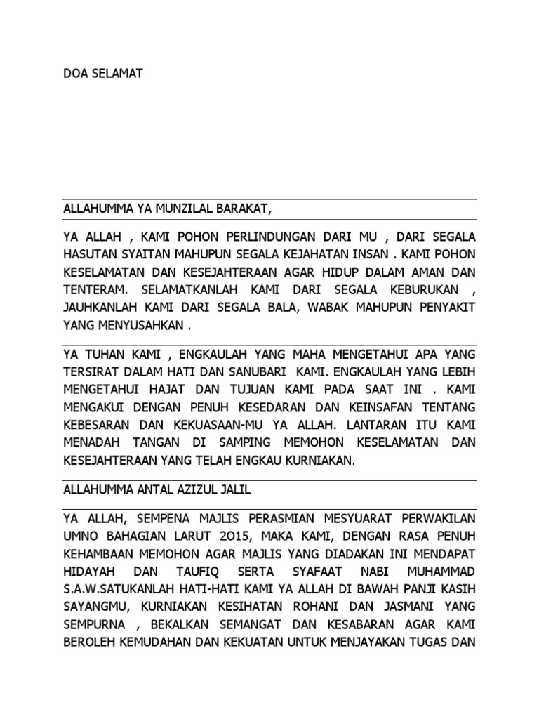 Doa Selamat | PDF | Agama & Spiritualitas | Gaya Hidup