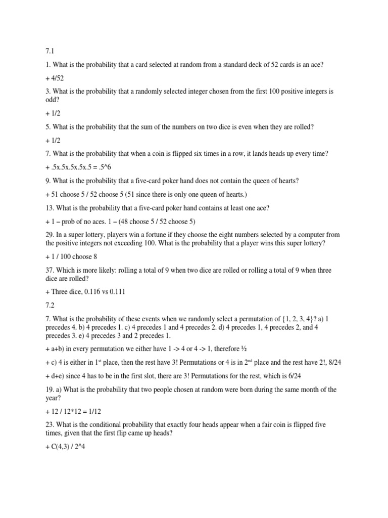 Discrete Math 2 Exam Notes | PDF | Probability | Probability Theory