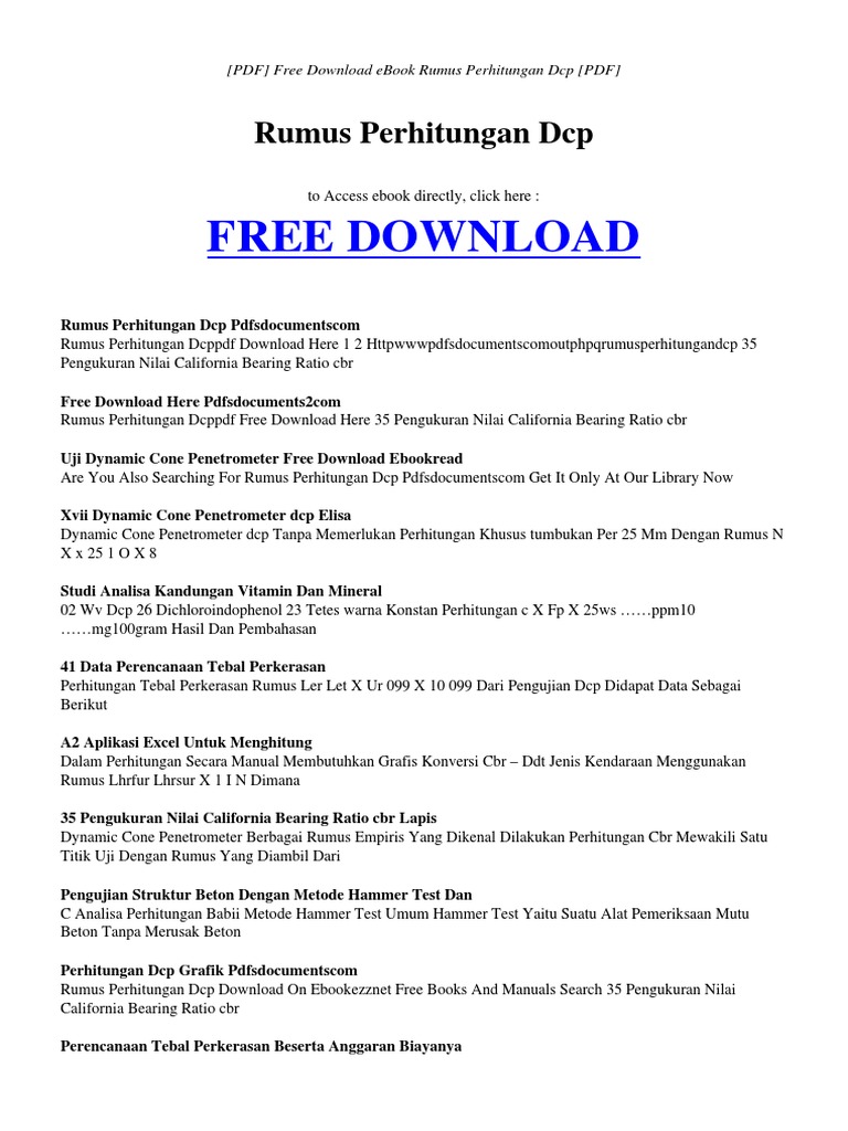 Rumus Perhitungan DCP PDF | PDF