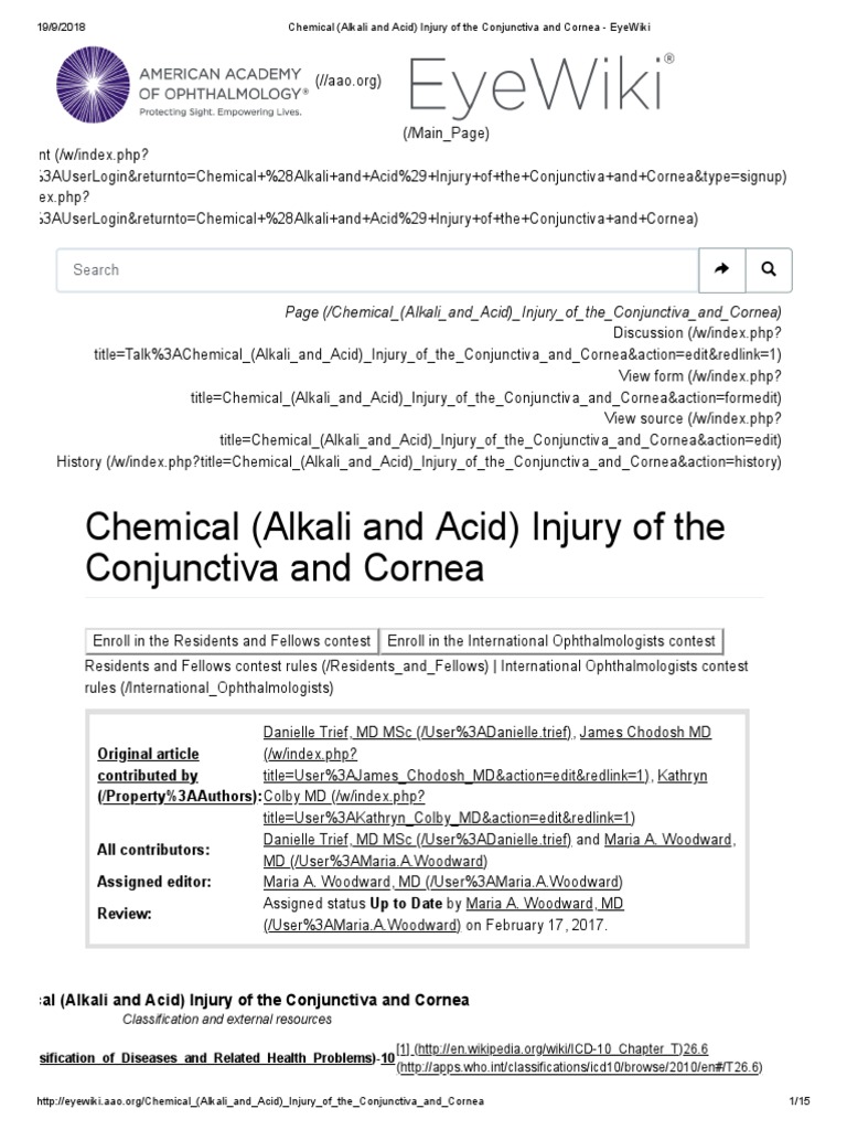 Chemical (Alkali and Acid) Injury of The Conjunctiva and Cornea ...