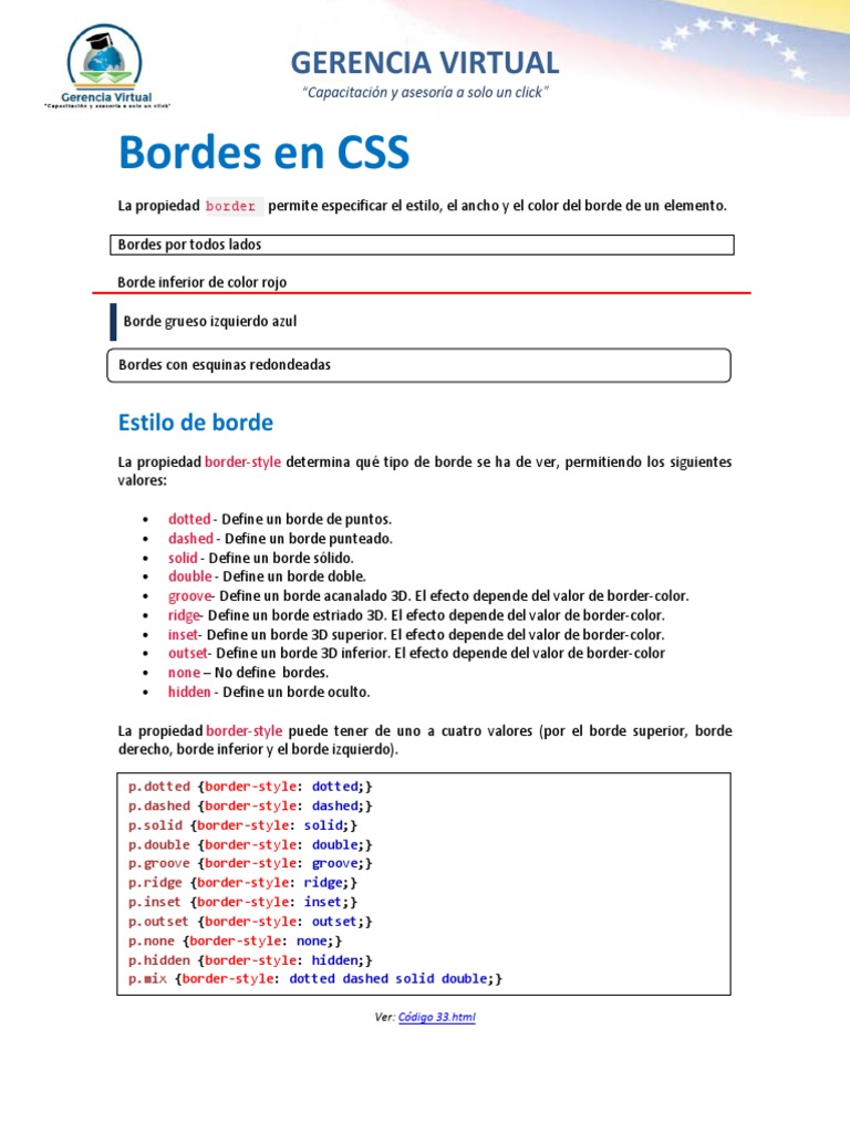 4 Bordes en CSS | PDF | Hojas de estilo en cascada | Modelo de color Rgb