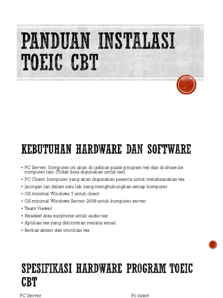 Panduan Instalasi TOEIC CBT | PDF