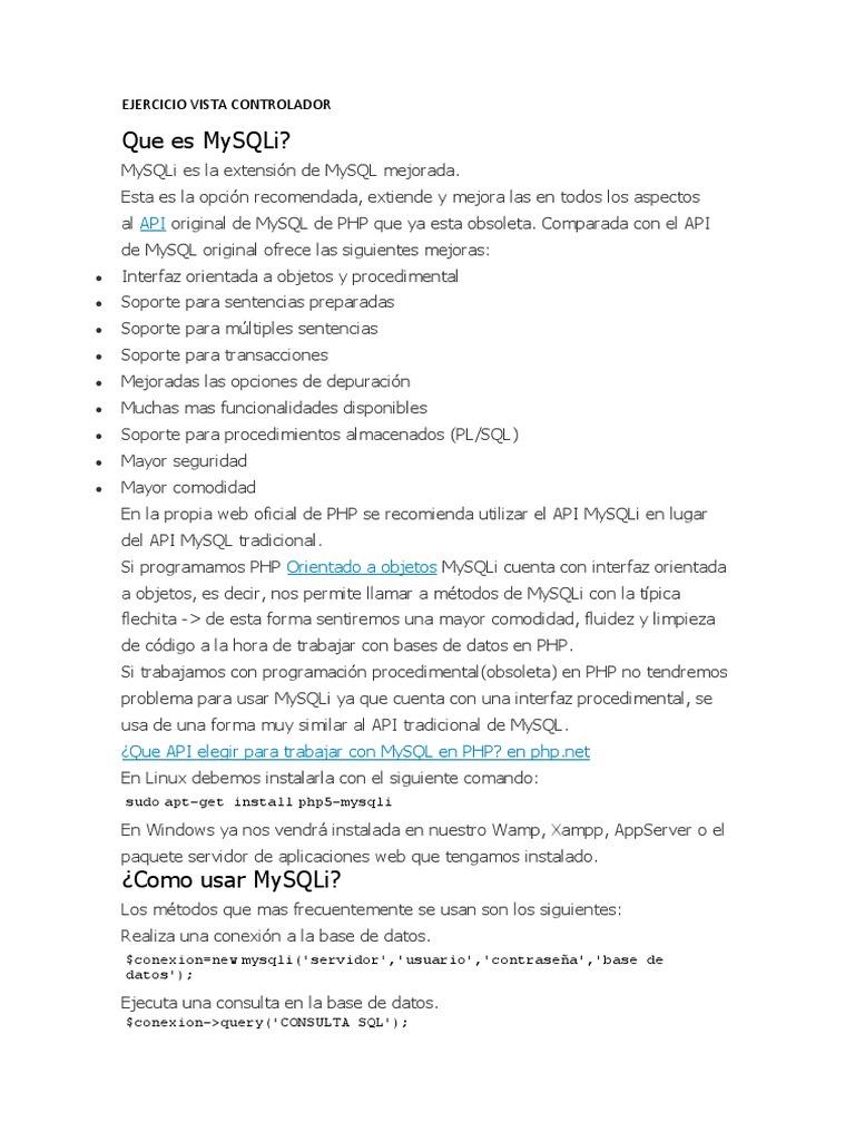 Guía Completa de MySQLi en PHP | PDF | Php | Mi sql