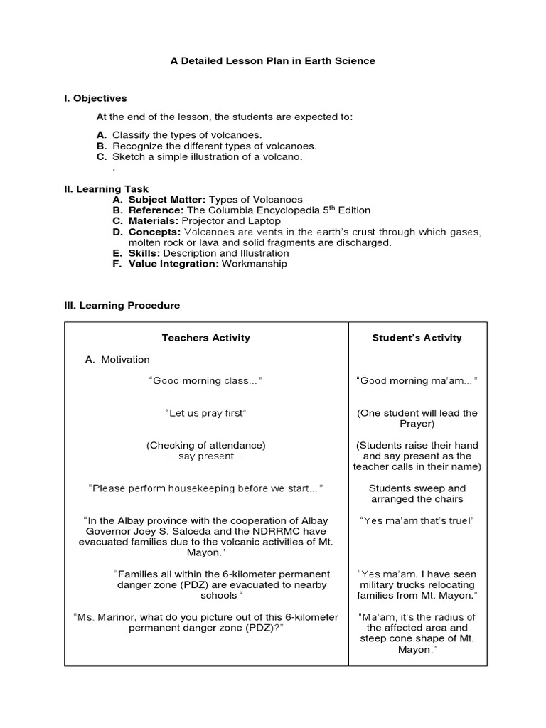 P-Best Lesson Plan - Sara | PDF | Volcano | Volcanic Landforms