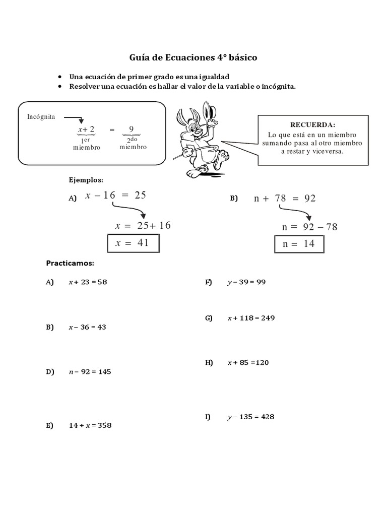 Guía De Ecuaciones Pdf Ecuaciones Conceptos Matemáticos 9480