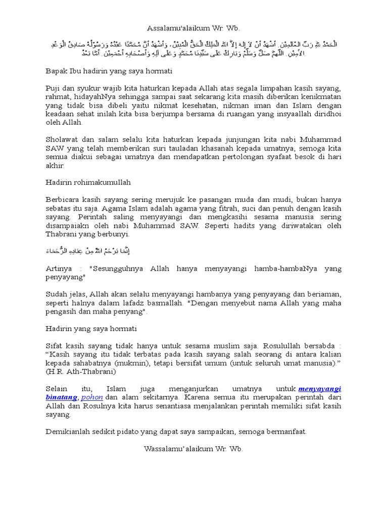 Contoh Pidato Agama Islam Kasih Sayang | PDF