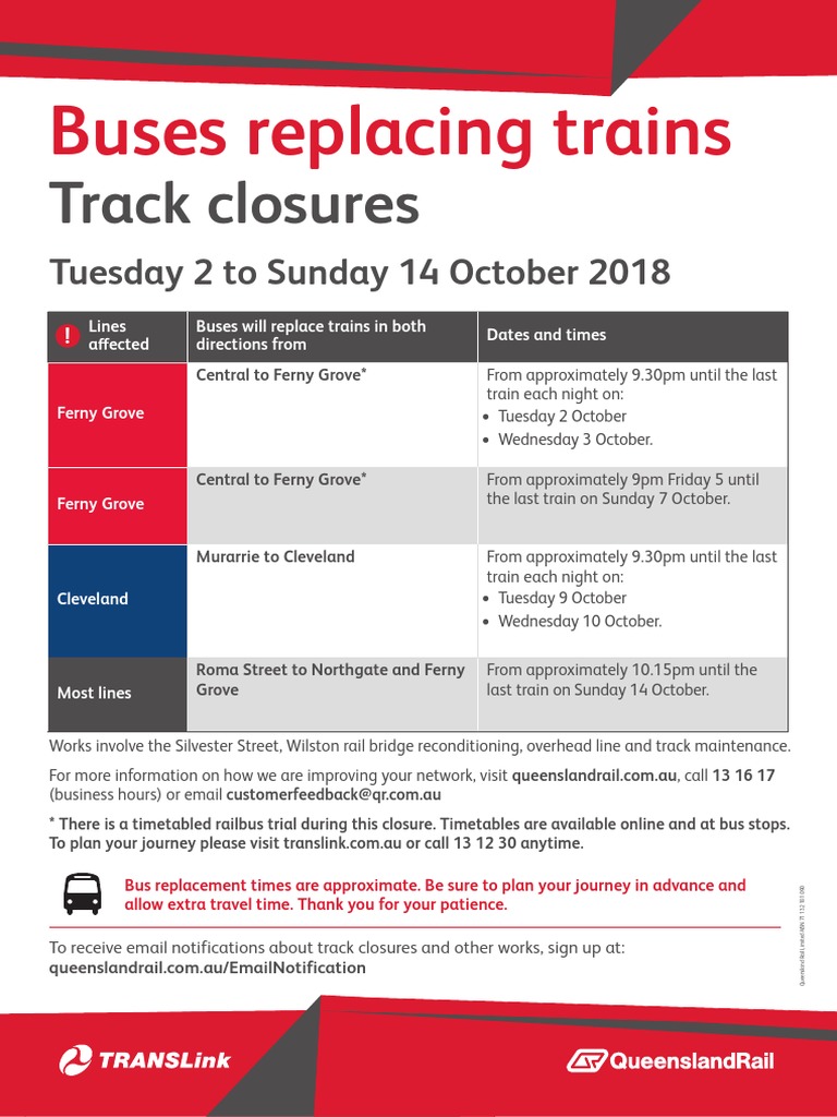 Queensland Rail Track Closure Notice | PDF