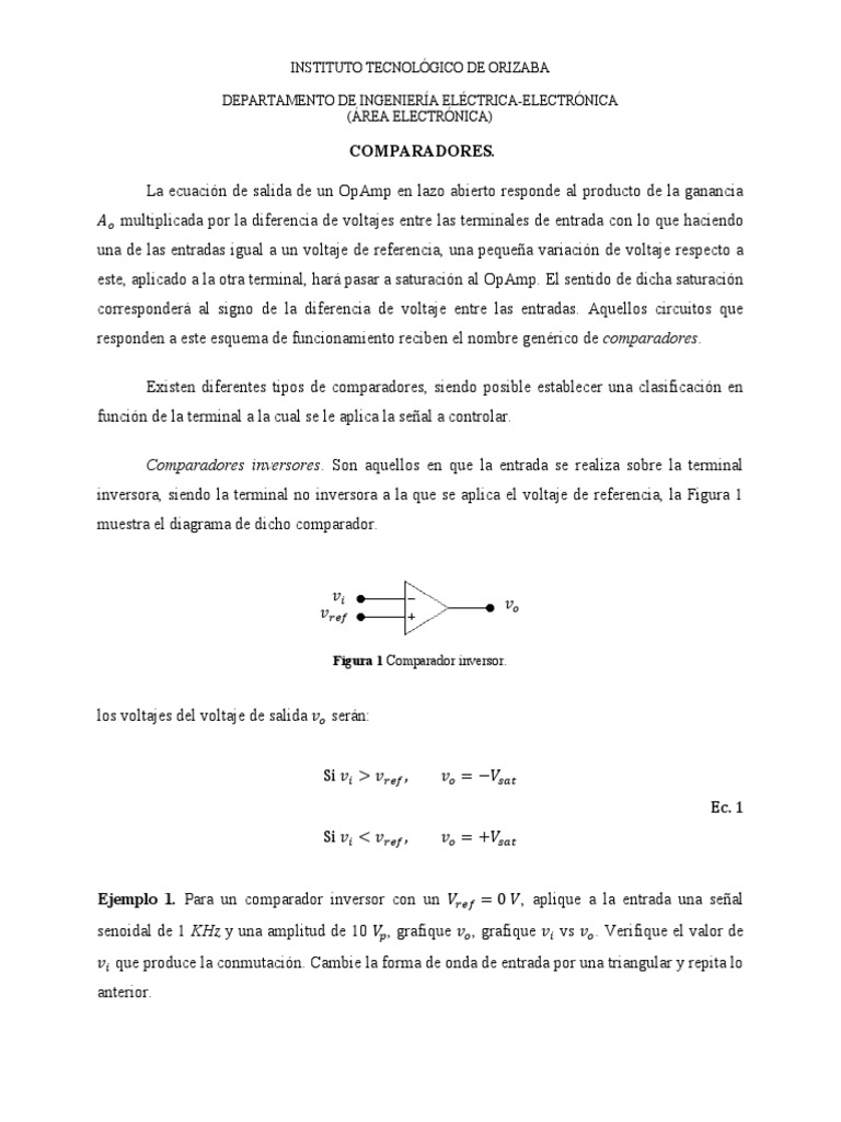04 Comparadores Básicos | PDF | Inversor de energia | Amplificador ...