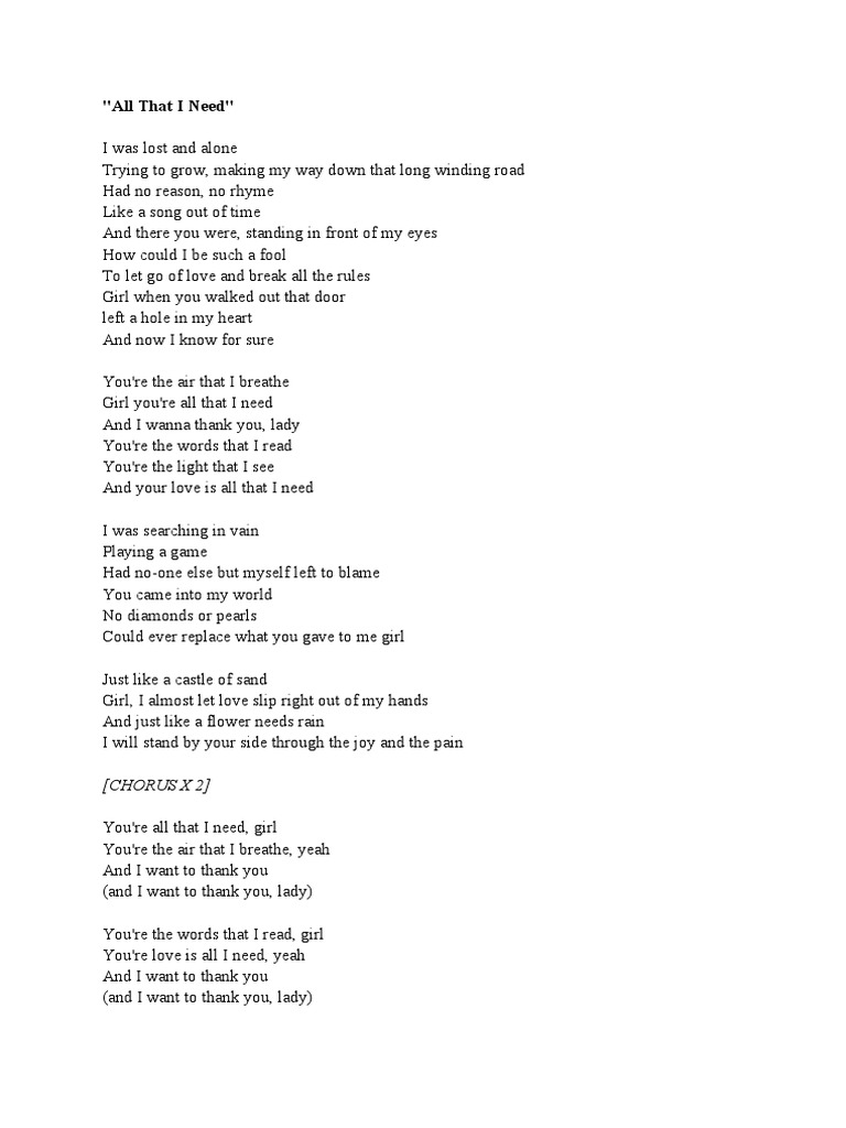 All That I Need | PDF