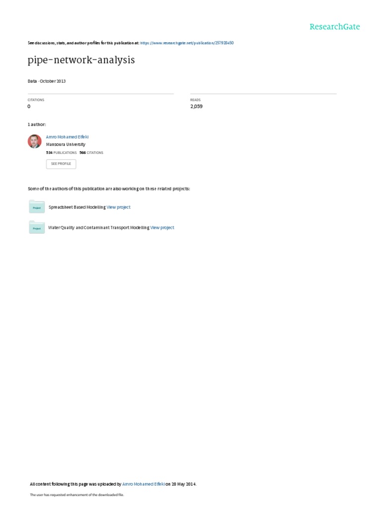 Pipe Network Analysis | PDF | Fluid Mechanics | Liquids