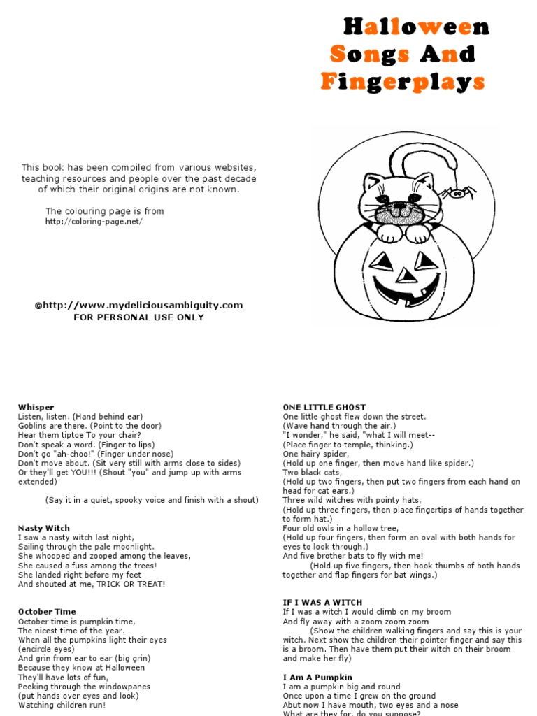 Halloween Songs and Finger Plays | PDF | Trick Or Treating | Halloween