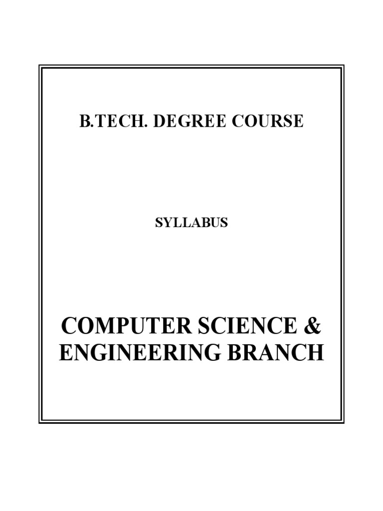 Computer Science & Engineering Branch: B.Tech. Degree Course | PDF ...