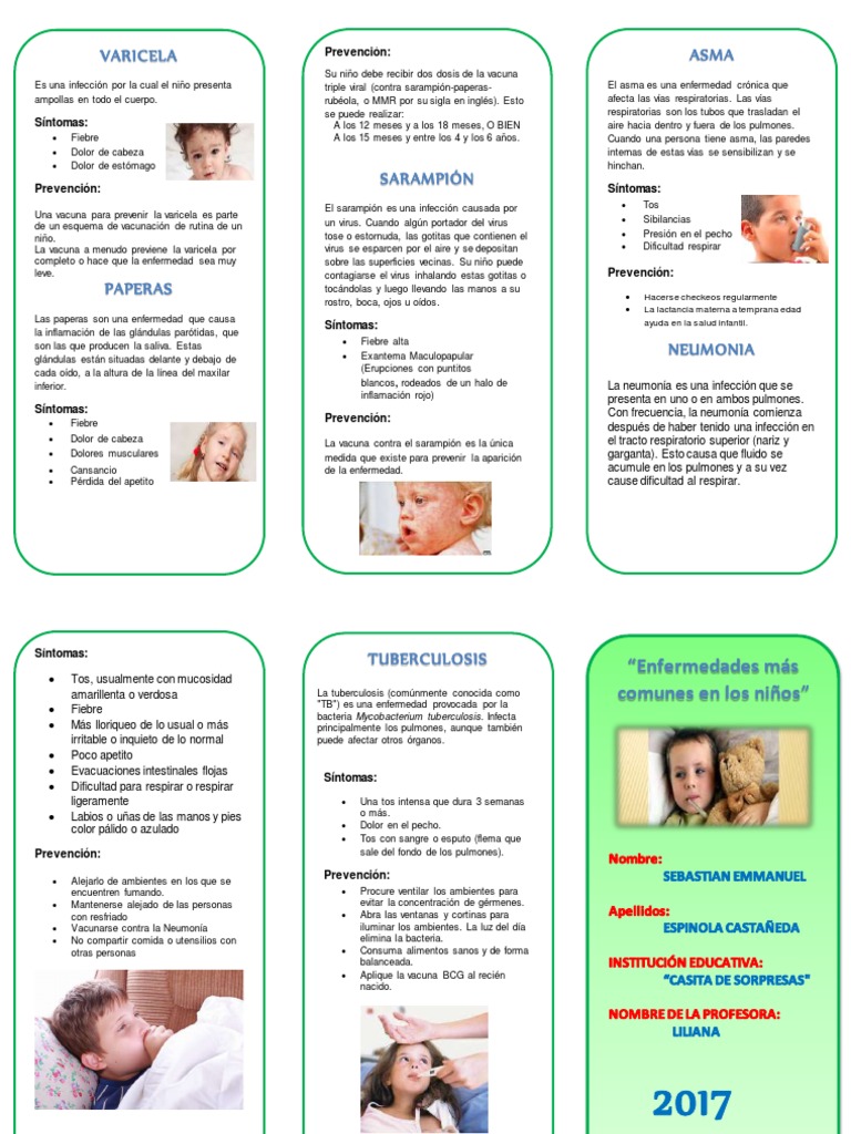 Triptico Enfermedades PDF | PDF | Neumonía | Sarampión