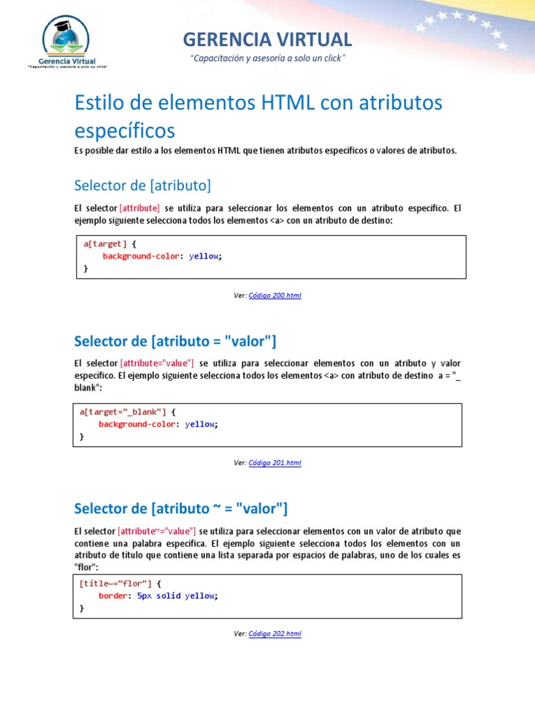12 Selector de Atributos en CSS | PDF | Hojas de estilo en cascada ...