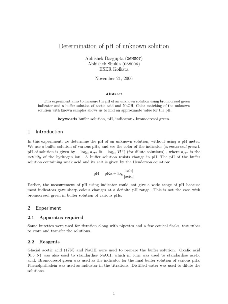 PH Bromocresol Green | PDF | Ph | Titration