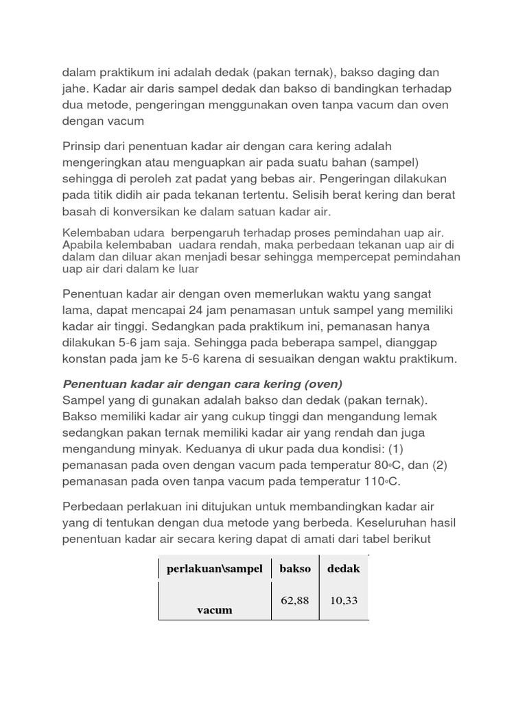 Analisa Kadar Air (Protein) | PDF