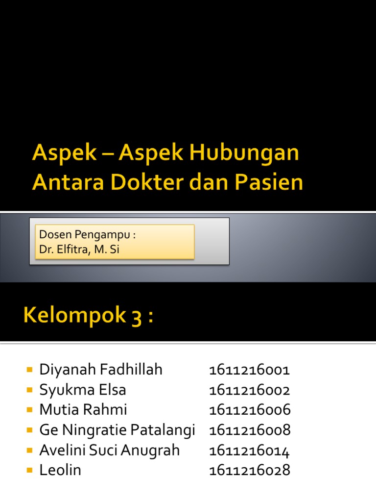 Ikm - A3 - KLP 3 - Aspek-Aspek Hubungan Antara Dokter Dan Pasien | PDF