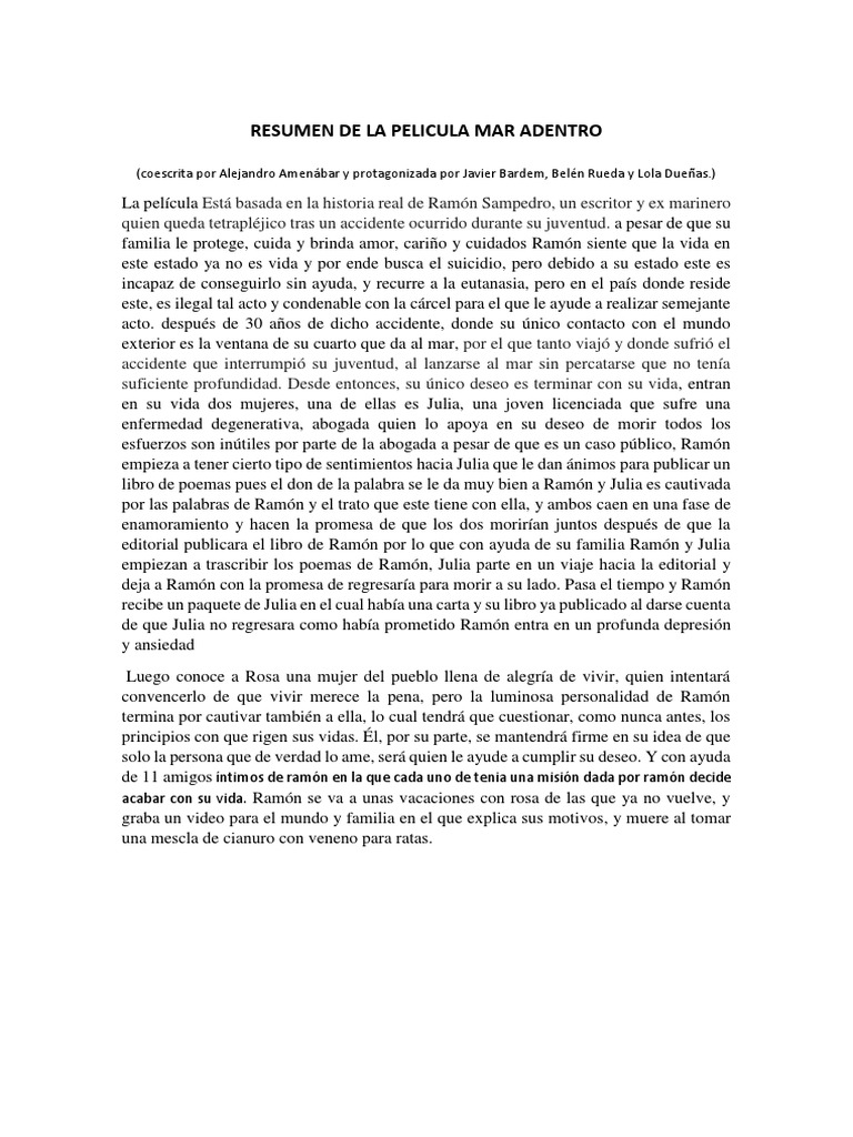 Resumen Mar Adentro | PDF | Ocio
