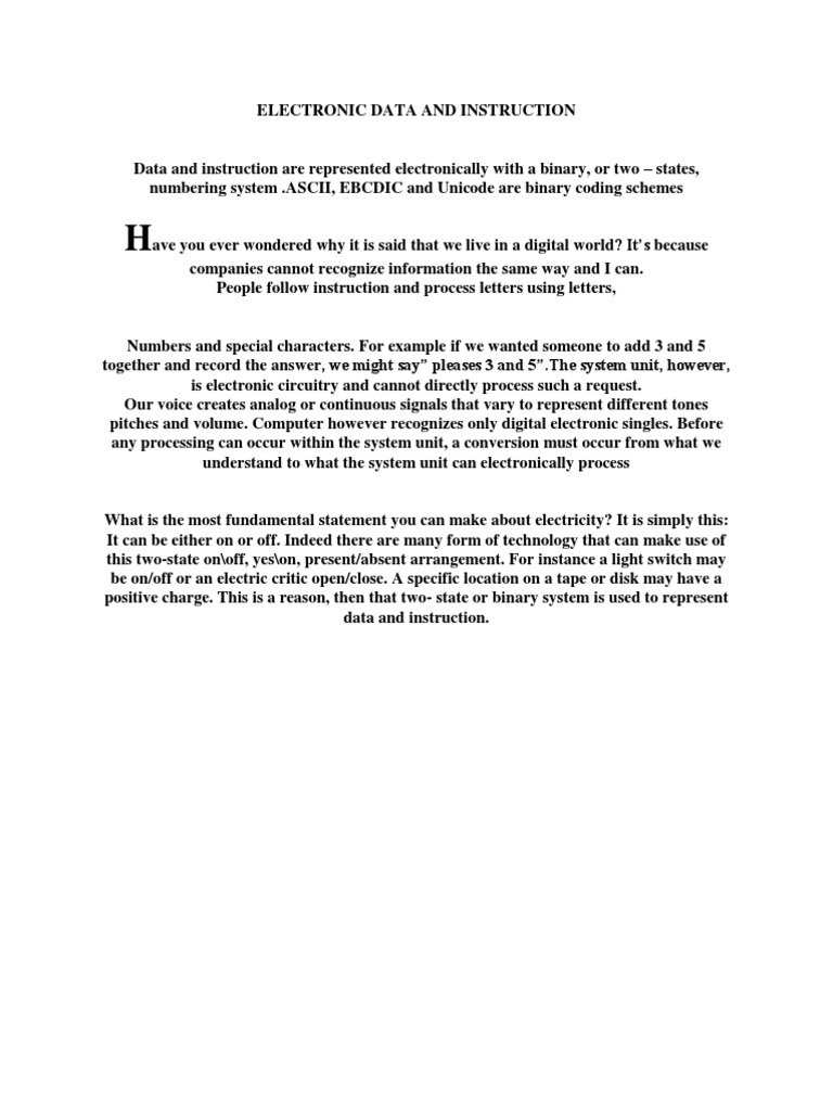 Electronic Data and Instruction | PDF | Ebcdic | Data