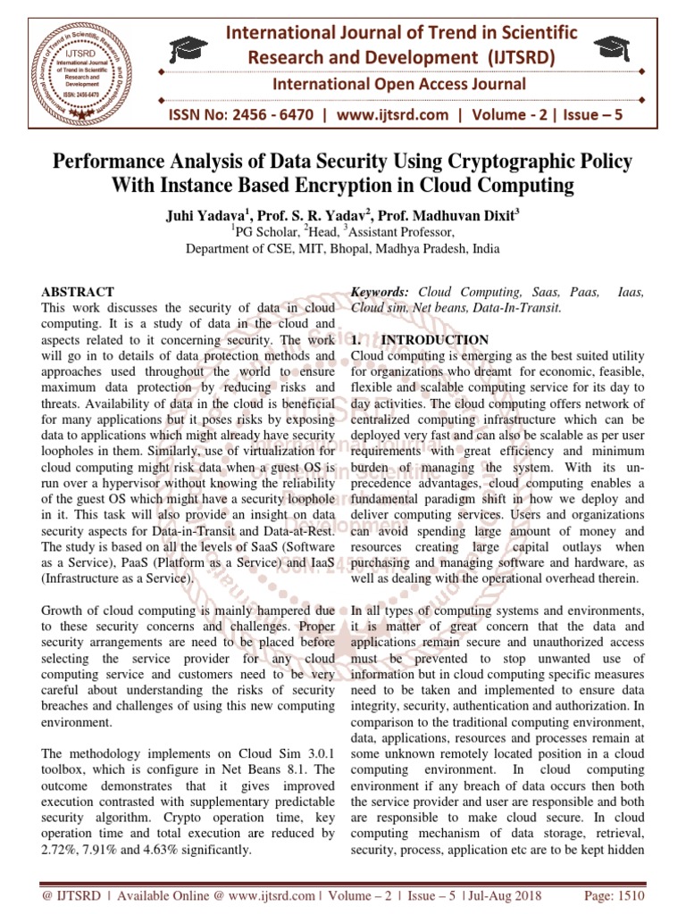 Performance Analysis Of Data Security Using Cryptographic Policy With Instance Based Encryption