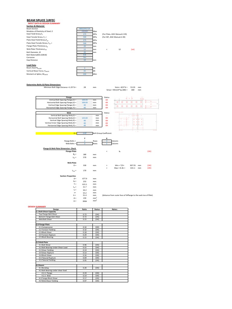 Beam To Beam Bolted Splice Design | PDF | Computing And Information ...