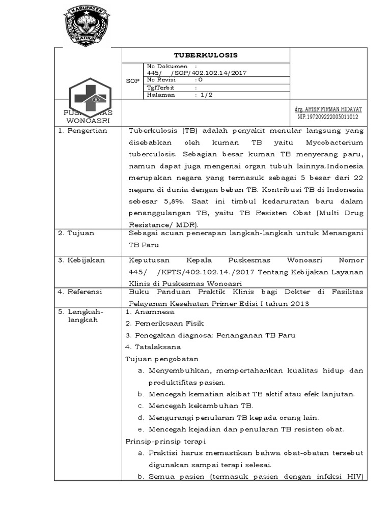 Sop Tuberkulosis (TB) Paru | PDF