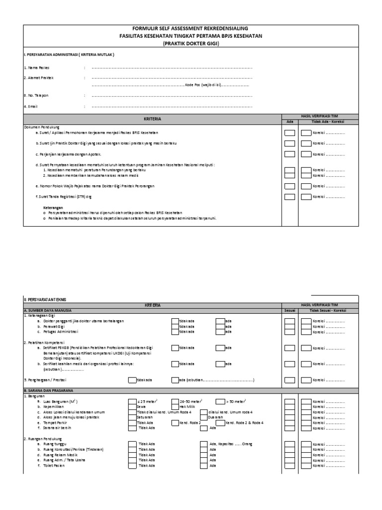 Form Self Assessment Rekredensialing DRG | PDF