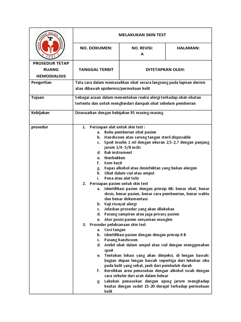 Melakukan Skin Test | PDF
