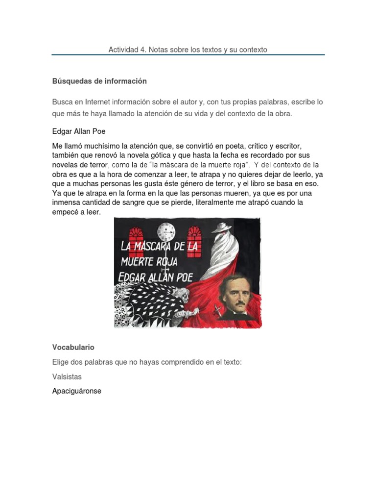 Notas Sobre Los Textos y Su Contexto | PDF | Edgar Allan Poe | Lectura ...