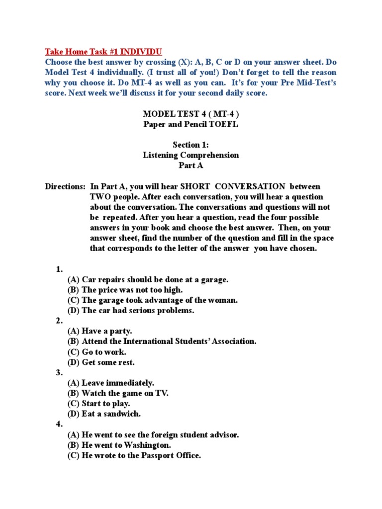 Model Test 4 (2003) | PDF