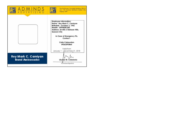 Freelance Id Template REY | PDF