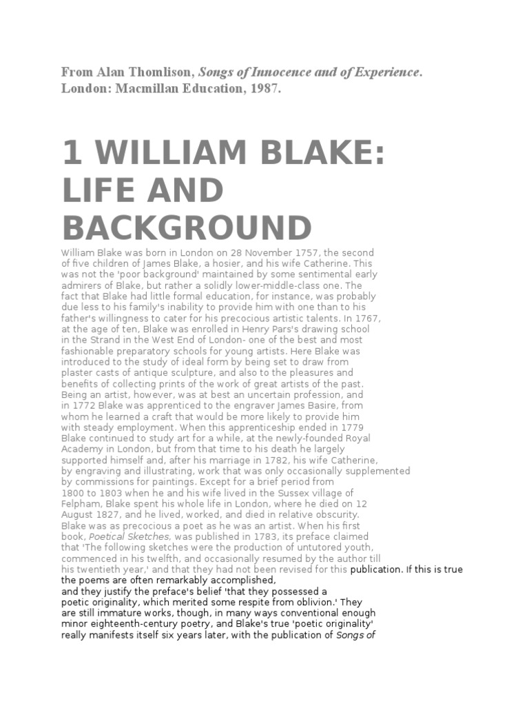 An Introduction to William Blake's Life, Works, and Role in the ...
