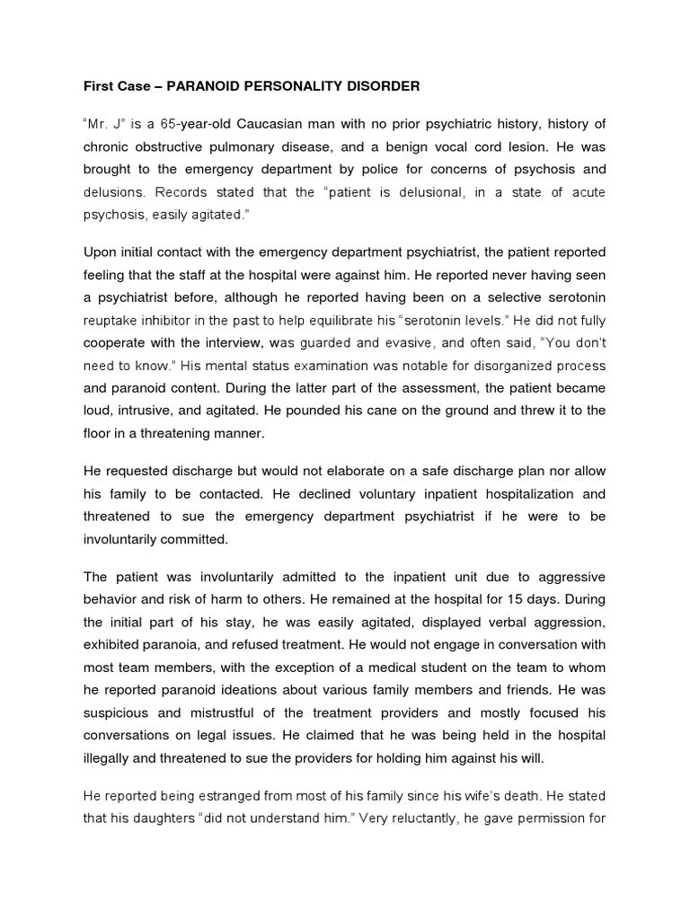 3 Cases About Personality Disorder | PDF | Borderline Personality ...