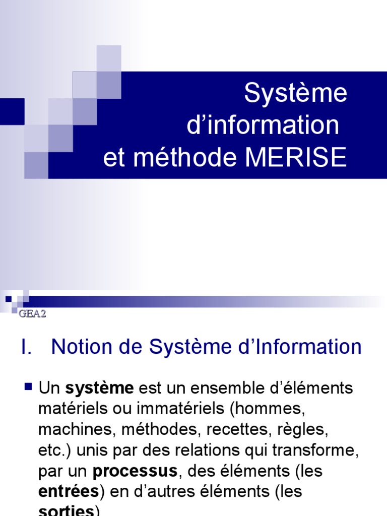 Merise | PDF | Système d'information | Informations