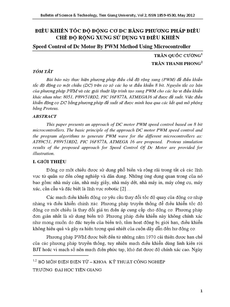 Dieu Khien Toc Do Dong Co Dung PWM | PDF