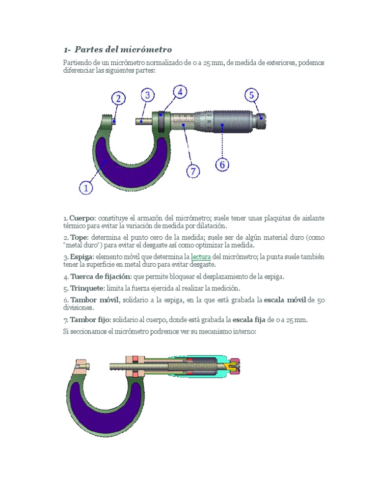 Partes Del Micrómetro | PDF | Herramientas | Naturaleza