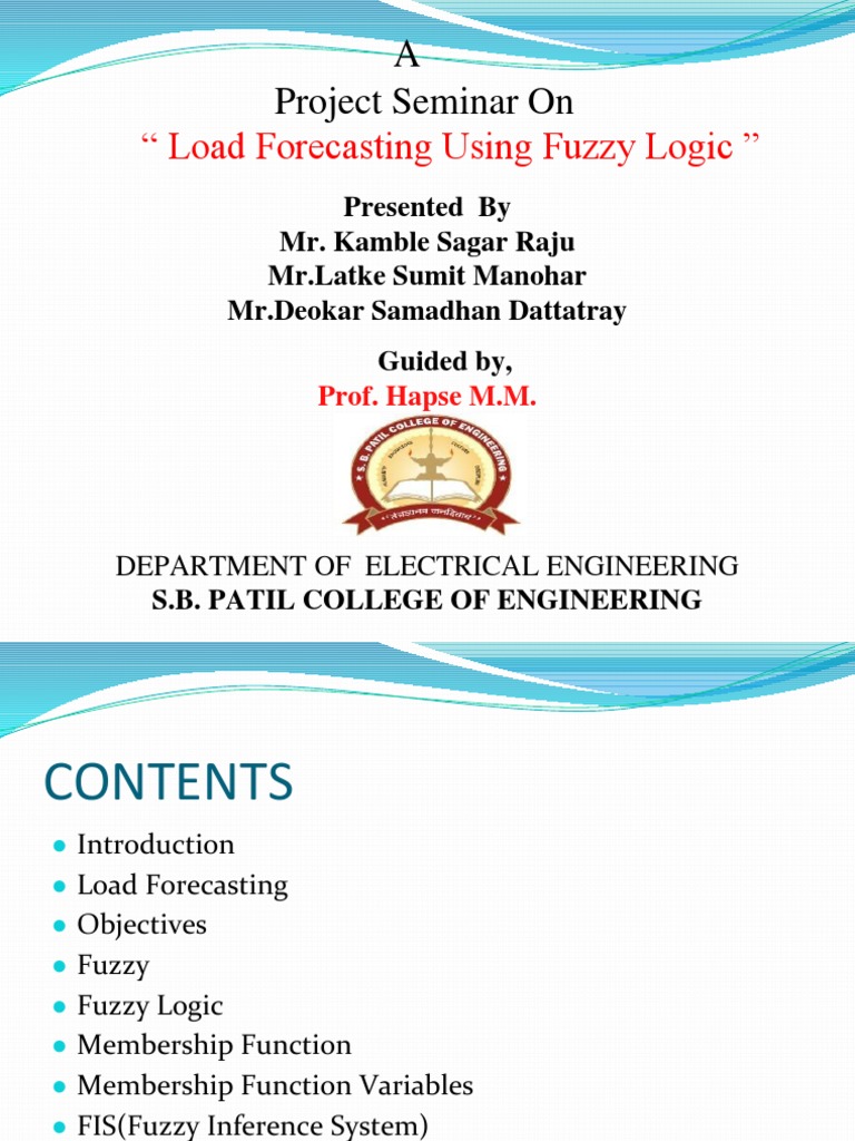 Load Forecasting Using Fuzzy Logic A Project Seminar On Pdf Fuzzy Logic Forecasting