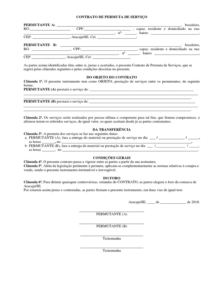 CONTRATO DE PERMUTA MODELO - 01.pdf | Business