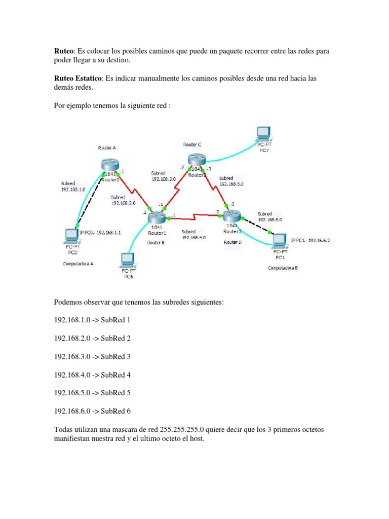 Practica Enrutamiento Estatico | PDF | Protocolos Osi | Enrutador (Computación)