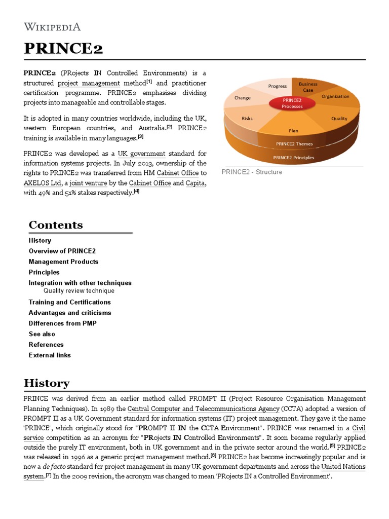 PRINCE2 - Wikipedia | PDF | Projects | Leadership