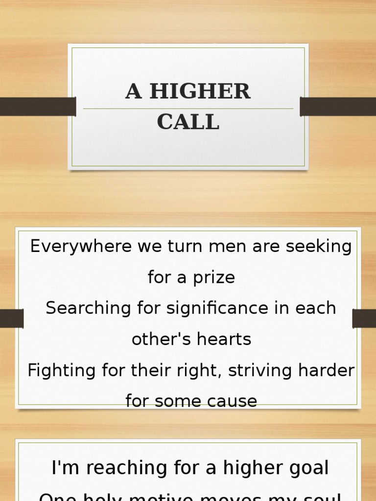 A Higher Call Lyrics | PDF