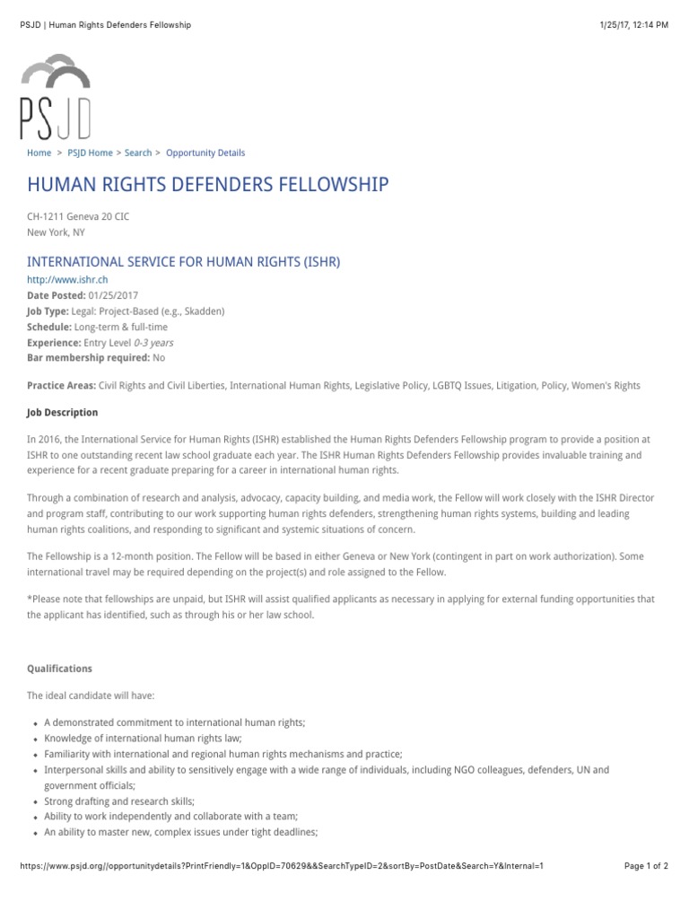 Support Human Rights Defenders with Unpaid Fellowship | PDF | Human ...