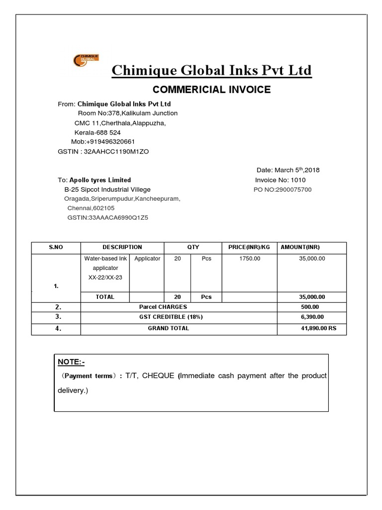 Invoice-Apollo - Chennai - Applicator | PDF | Money | Business