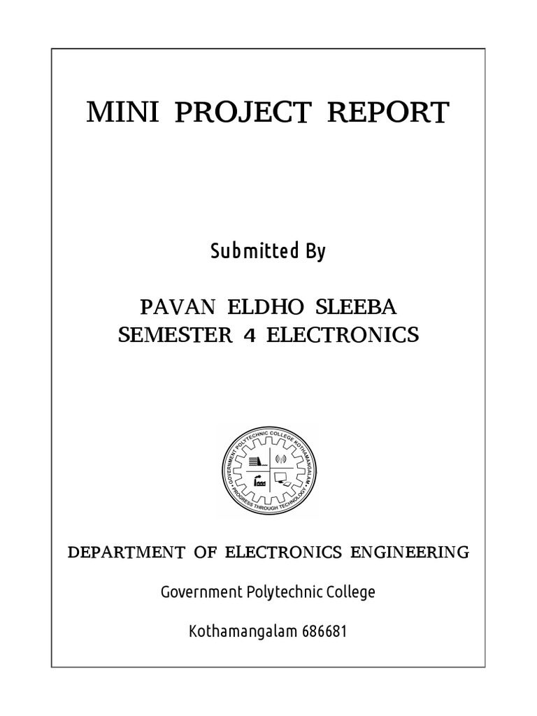 Mini Project Report: Submitted by Pavan Eldho Sleeba Semester 4 Electronics | PDF ...