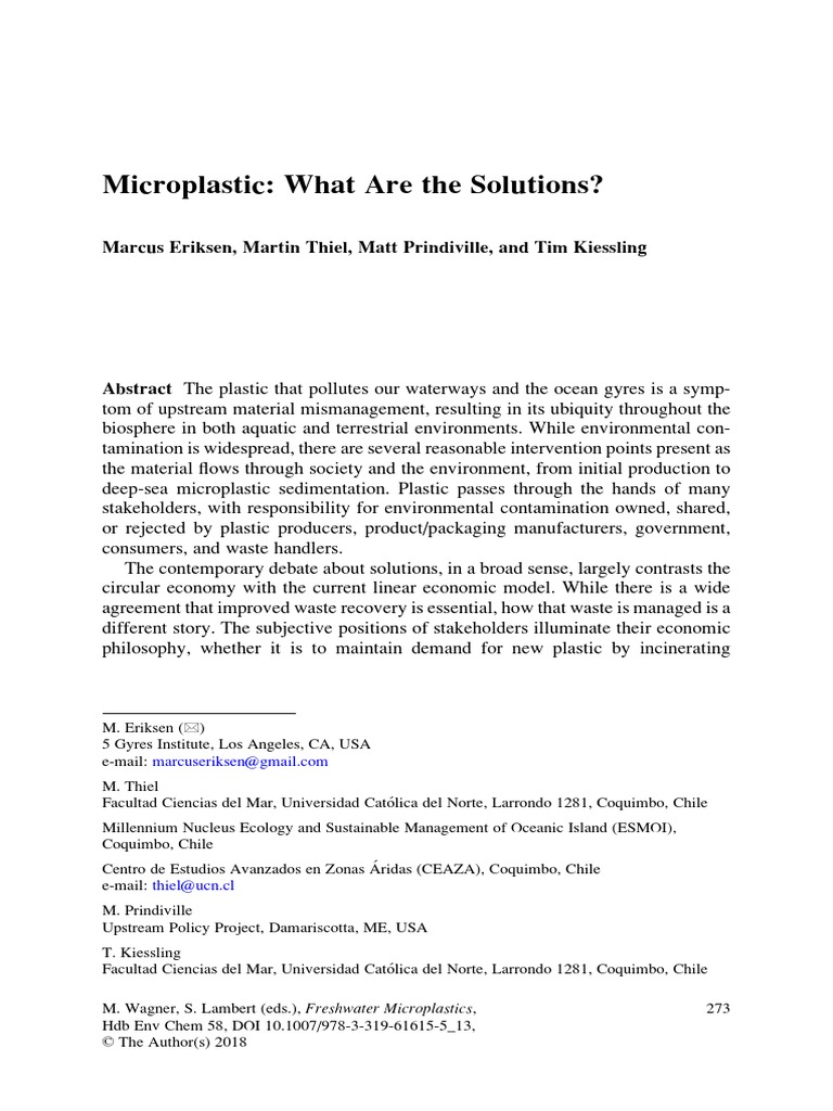 Microplastic: What Are The Solutions? | PDF | Waste | Recycling