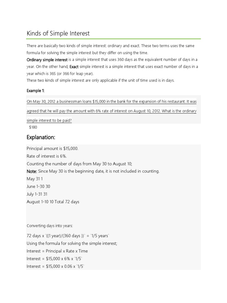 Simple Interest Types Explained | PDF | Career & Growth