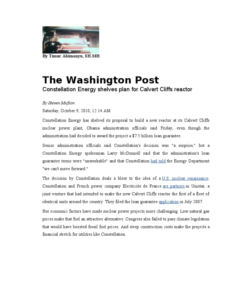 Constellation Energy Shelves Plan For Calvert Cliffs Reactor | PDF ...