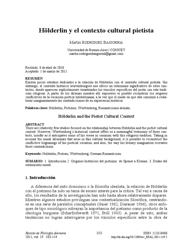 Holderlin y El Contexto Pietista | PDF | Luteranismo | Poesía